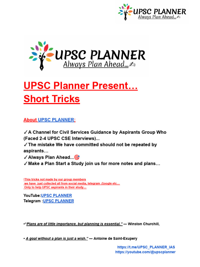 Short Tricks by Upsc Planner. | PDF | White Blood Cell