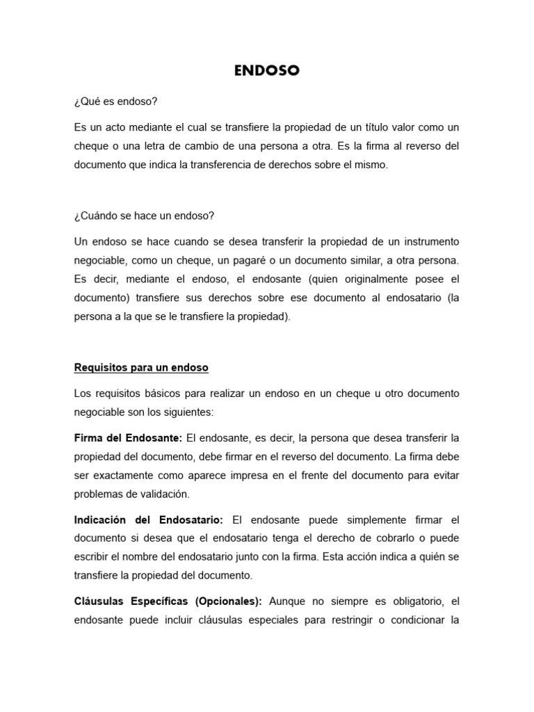 Endoso | PDF | Cheque