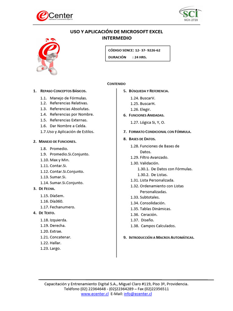 USO Y APLICACIÓN DE MICROSOFT EXCEL INTERMEDIO_2007-2010_24 Hrs. (1)-1 | Descargar gratis PDF ...