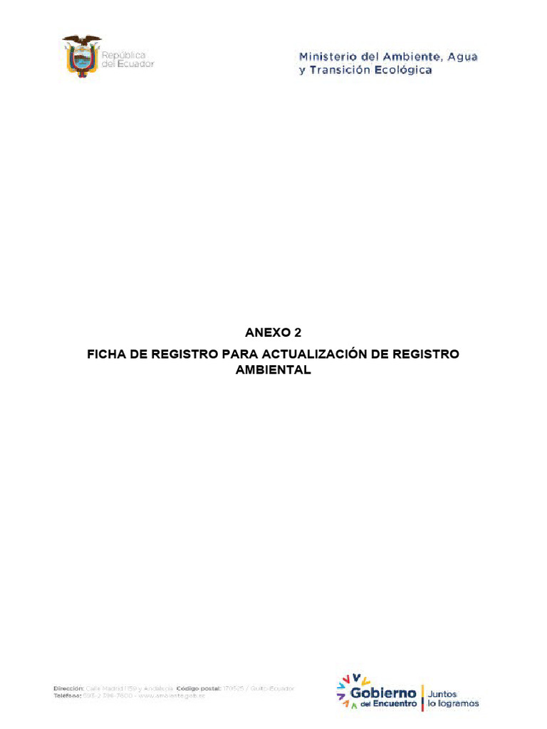 ANEXO 2 - Ficha de Registro para Actualización de Registro Ambiental ... ANEXO 2 - Ficha de Registro para Actualización de Registro Ambiental ...