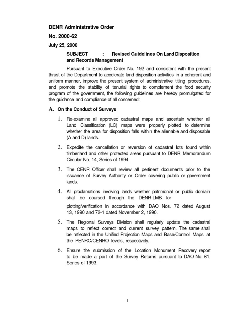 Revised Guidelines for Land Disposition | PDF | Government | Justice