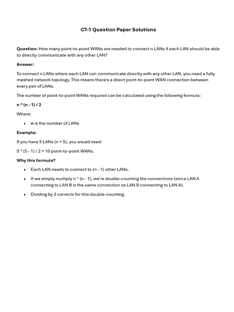 Computer Networks CT 1 Solutions | PDF | Internet Protocols | Internet Protocol Suite