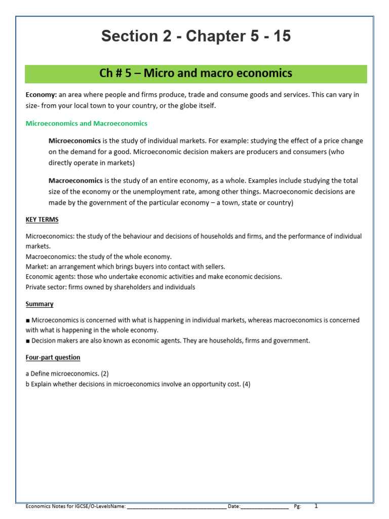 IGCSE Economics: Micro vs Macro Overview | PDF | Finance & Money ...