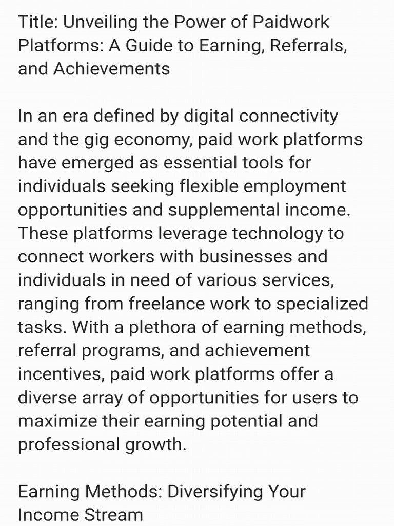 Paid Work | PDF