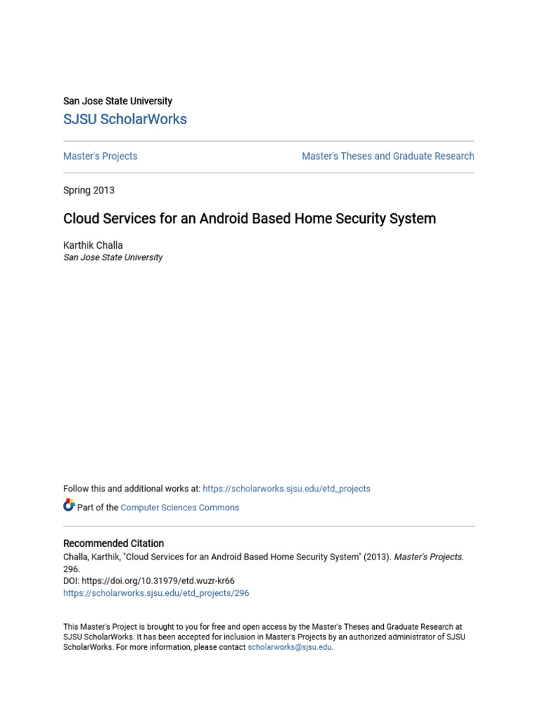 Cloud Services For An Android Based Home Security System | PDF | Cloud Computing | Software As A ...