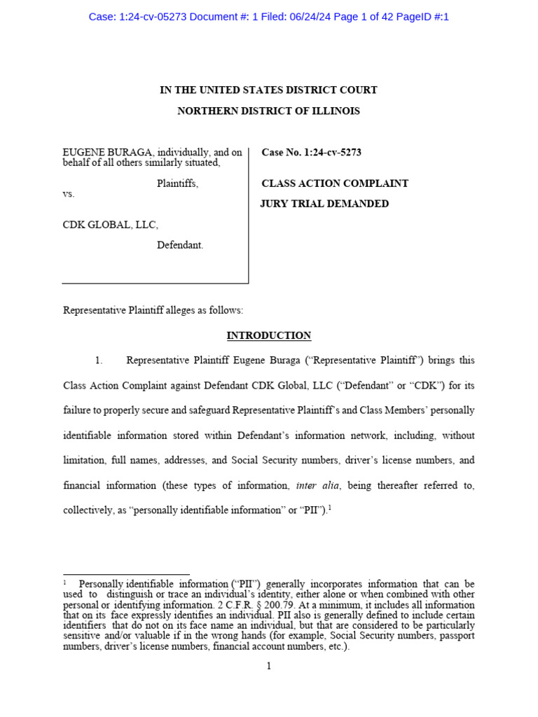 Buraga V CDK | PDF | Class Action | Identity Theft