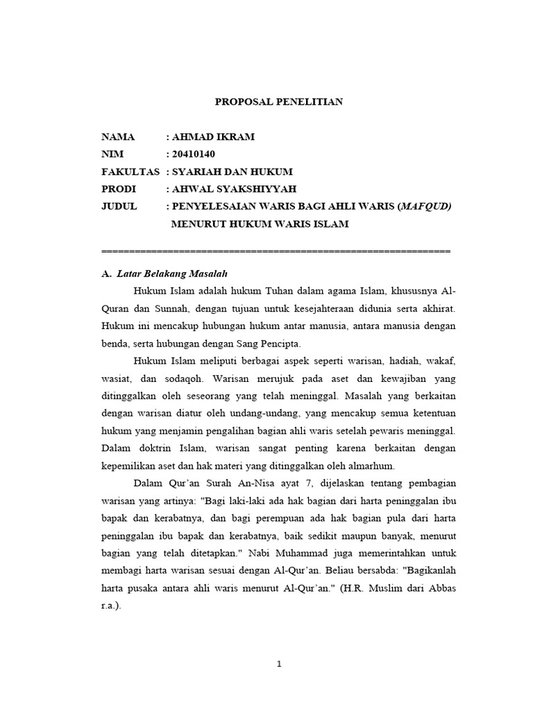 Proposal Ahmad Ikram Fiks | PDF