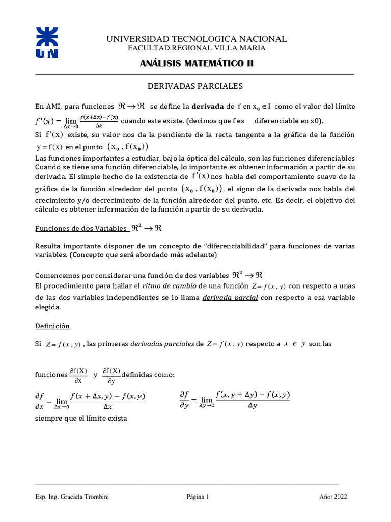 3-Derivadas Parciales | PDF | Derivado | Función (Matemáticas)