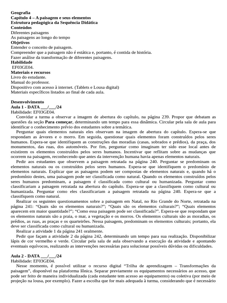 Geo Aulas 1 A 4 Capitulo 4 | PDF | Paisagem | Aprendizado