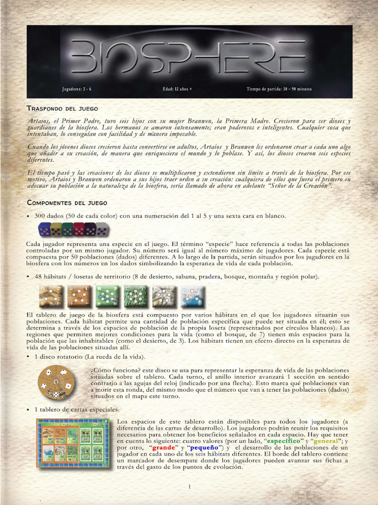 Reglas Biosphere (ESP) | PDF