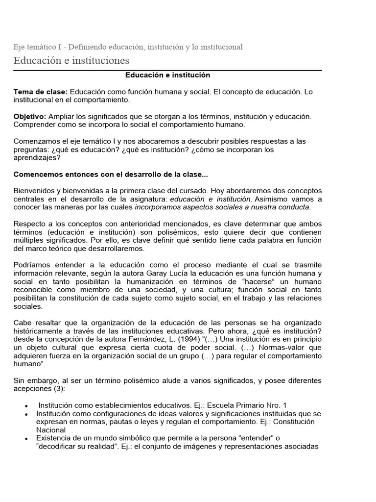 Clases Practica | PDF | Enseñando | Institución