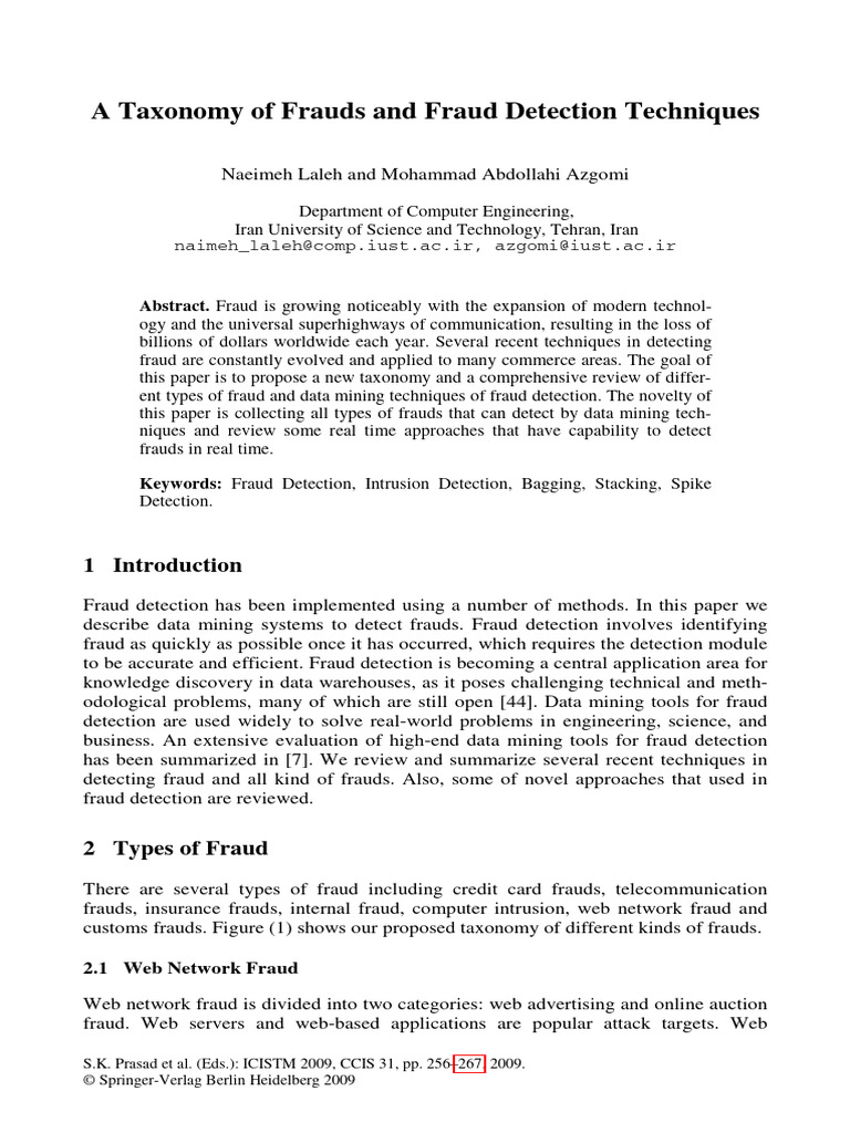 A Taxonomy of Frauds and Fraud Detection Techniques | PDF | Statistical ...