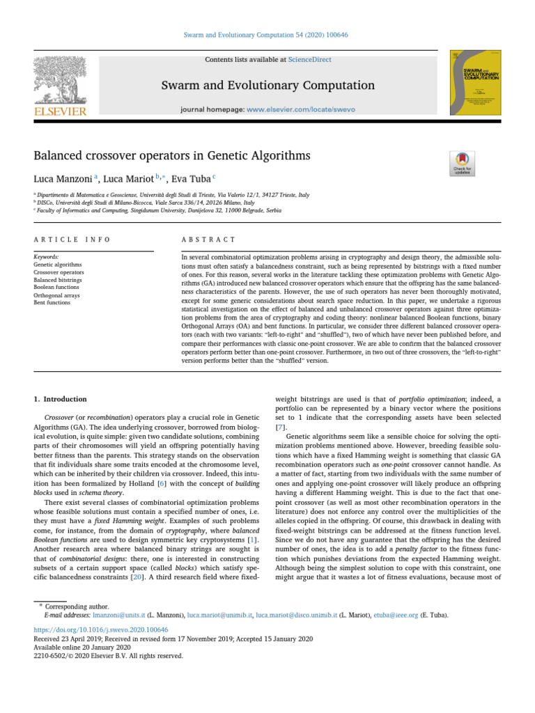 Balanced Crossover Suitable For Constraints | PDF | Matrix (Mathematics) | Mathematical Optimization
