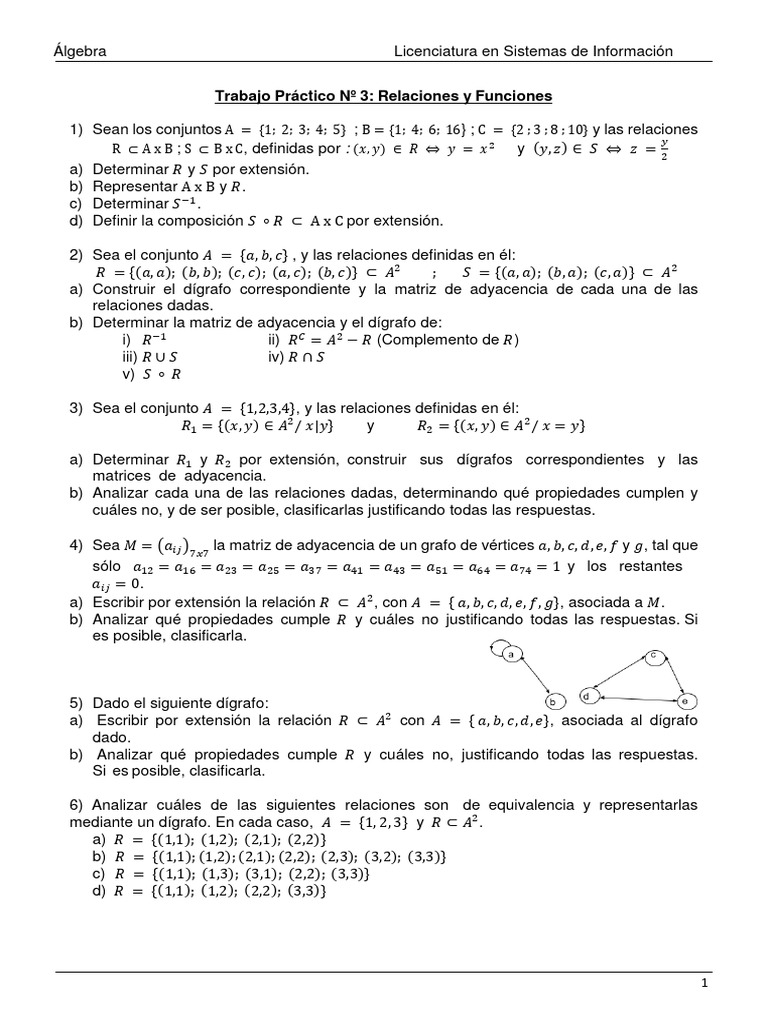 Tp3 Relacione Sy Funciones Practico | PDF | Función (Matemáticas) | Número Real