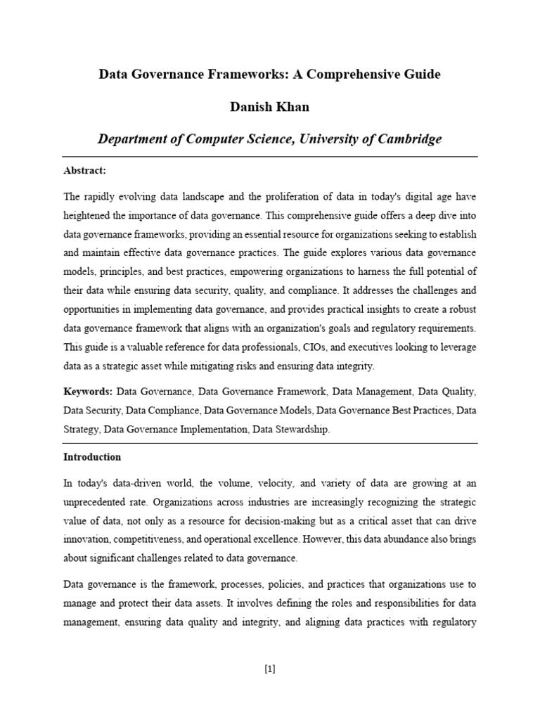 90.data Governance Frameworks A Comprehensive Guide | PDF | Governance ...