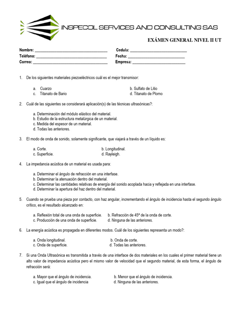 General UT Level II | PDF | Olas | Ultrasonido