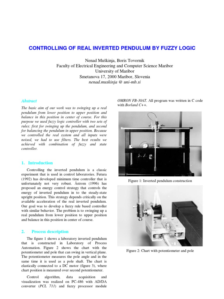 Control of Inverted Pendulum | PDF | Fuzzy Logic | Nonlinear System
