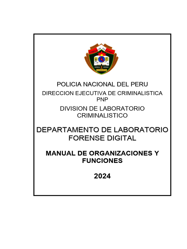 Manual de Funciones Forense Digital PNP | PDF | Ciencia forense | Policía