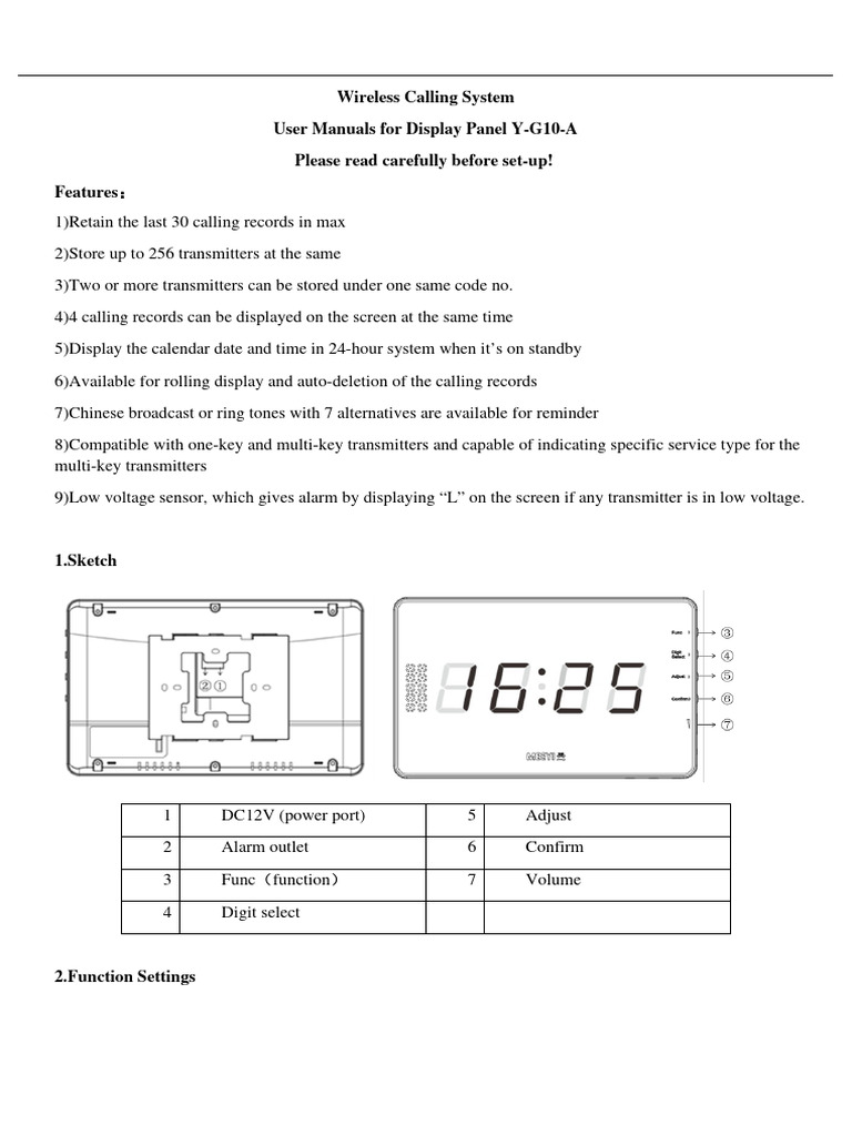 Y-G10-A User Manual - EN - Display Receptor | PDF | Telecommunications | Electrical Engineering