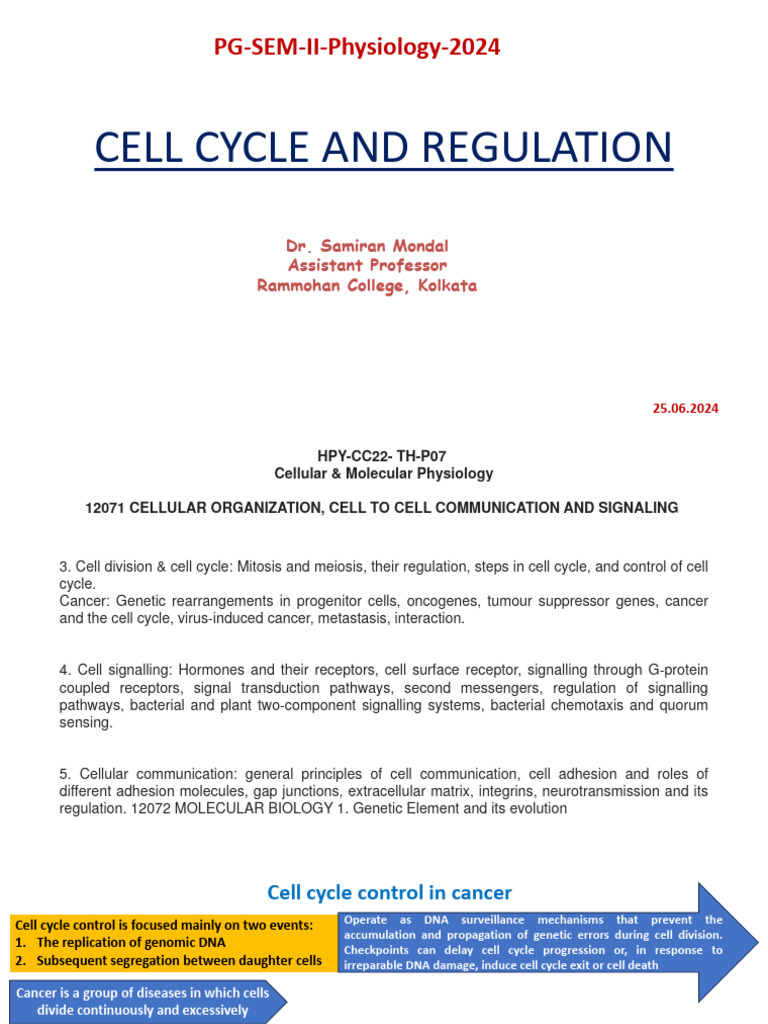 PG-SEM-II-Physiology-2024-4th Class | PDF | Tumor Suppressor Gene | Carcinogenesis