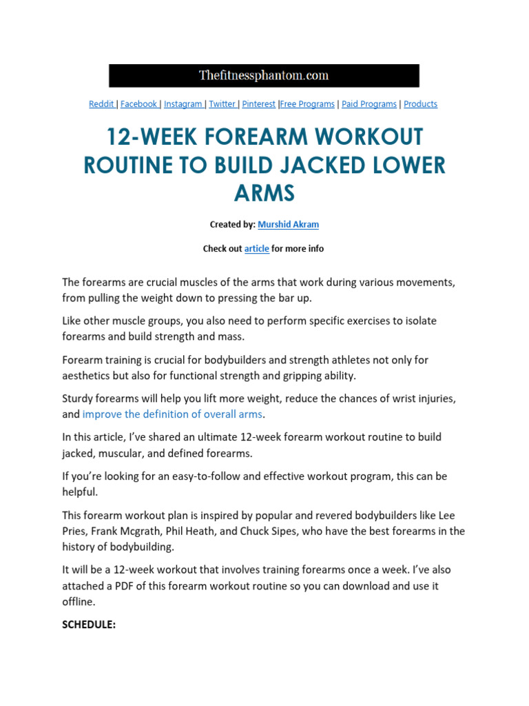 12 Week Lower Arm Workout | PDF | Arm | Strength Training