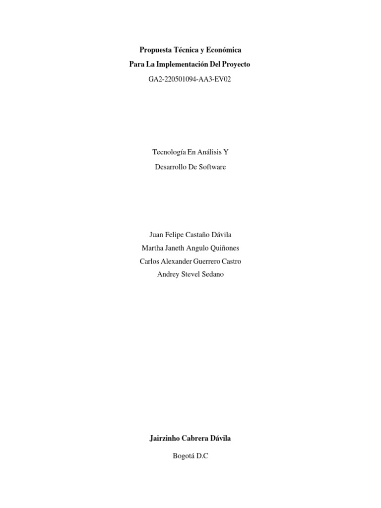 Propuesta Técnica y Económica GA2-220501094-AA3-EV02 | PDF | Software | Informática