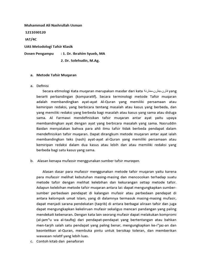 Muhammad Ali Nashrullah Usman - UAS - MTK - 4C | PDF | Agama & Spiritualitas