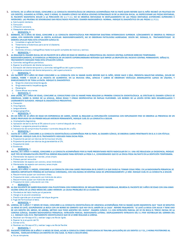 Banco de Preguntas Con Respuestas | PDF | Odontología | Medicina CLINICA