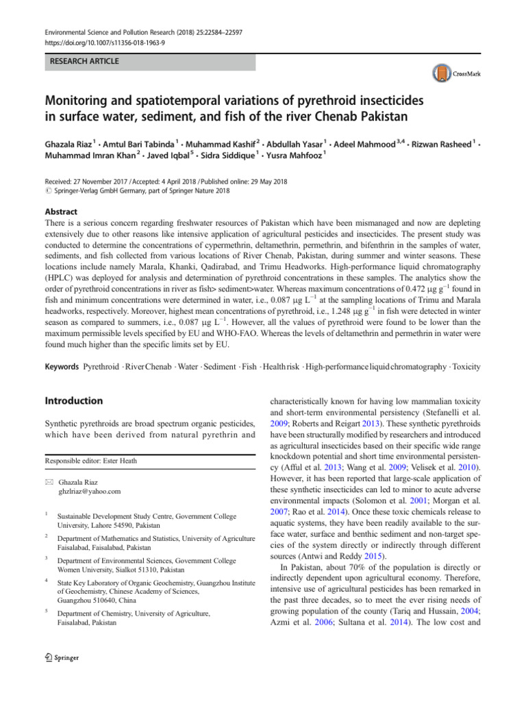 Monitoring and Spatiotemporal Variations of Pyrethroid Insecticides in ...