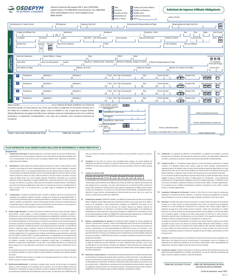 SOLICITUD OBLIGATORIO OSDEPYM EN BLANCO | PDF