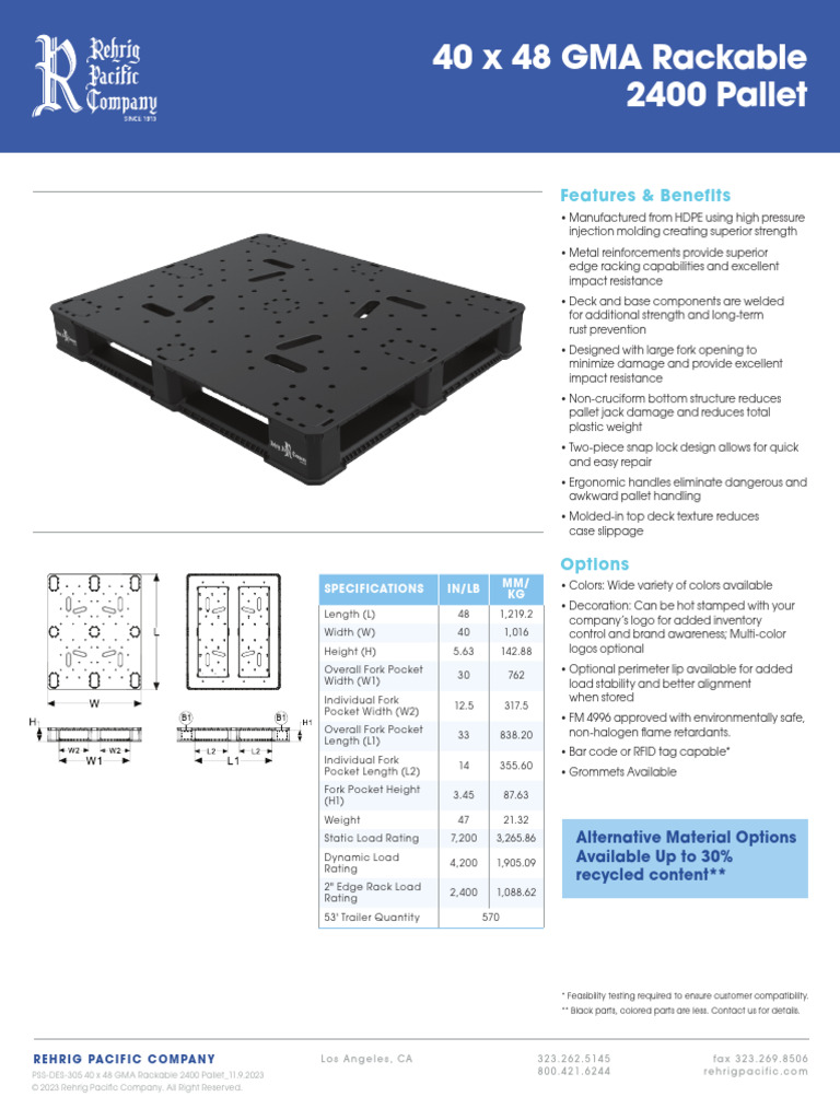 PSS-DES-305 40 X 48 GMA Rackable 2400 Pallet 11.9.2023 | PDF | Pallet | Secondary Sector Of The ...