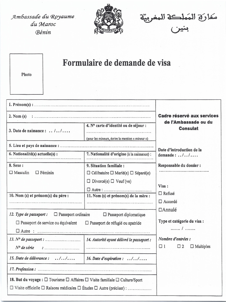FORMULAIRE DE DEMANDE DE VISA | PDF