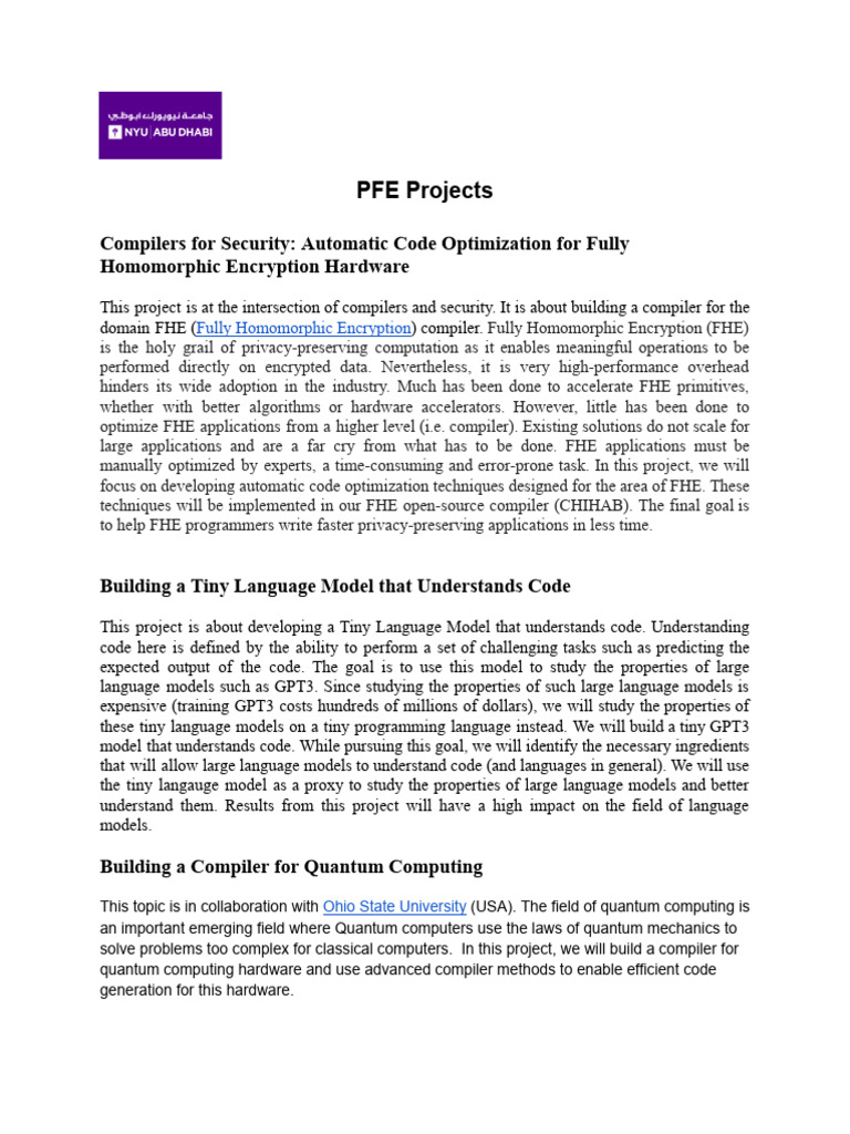 Sujets PFE NYUAD | PDF | Deep Learning | Quantum Computing