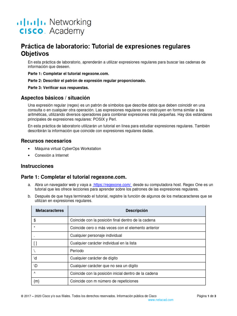 27.2.9 Lab - Regular Expression Tutorial | PDF | Expresión regular | Software