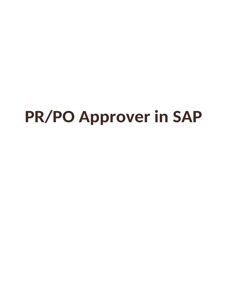 Sap Pr Po Approver Pdf Email Address Version Control
