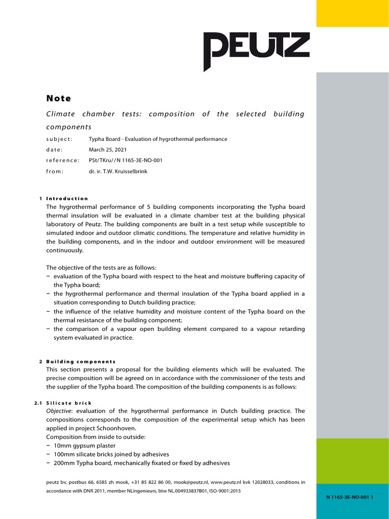 Typha Board Hygrothermal Performance Test | PDF | Humidity | Heat