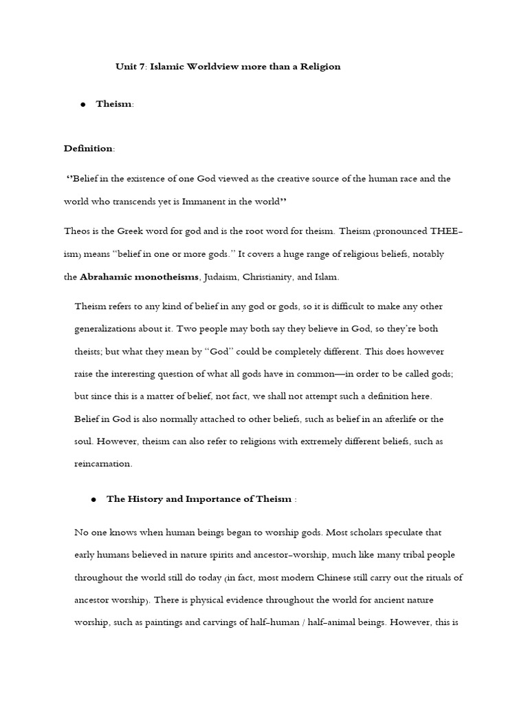 Understanding Theism in Worldviews | PDF | Faith | Polytheism