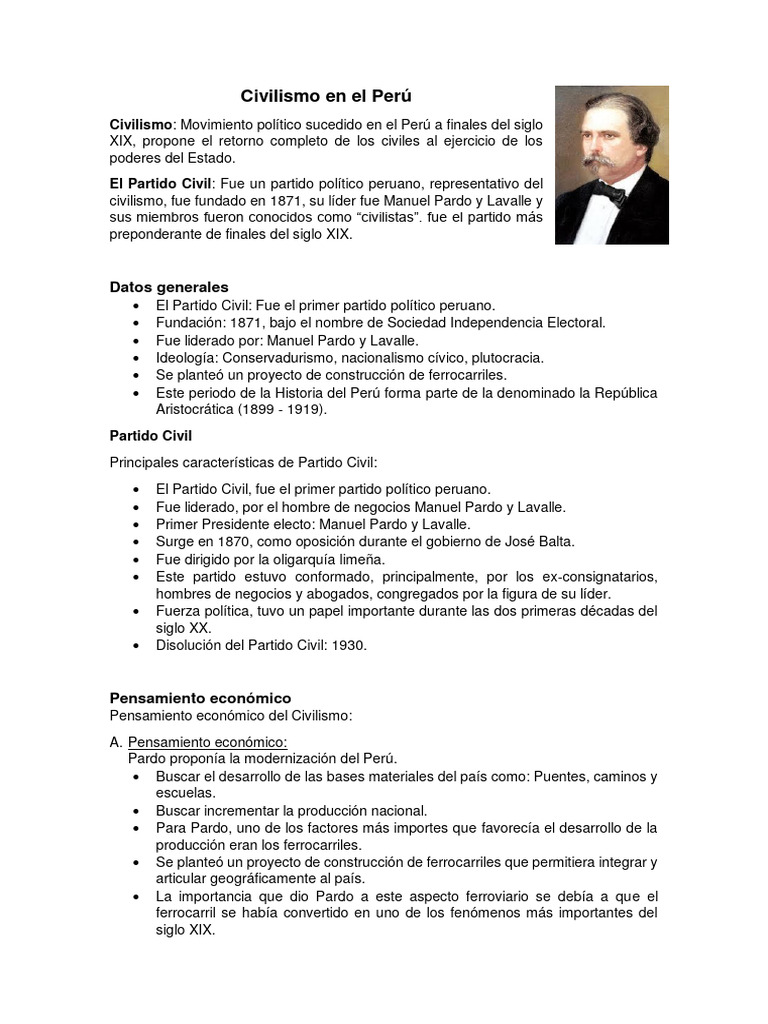 el civilismo | PDF | Perú | Economias