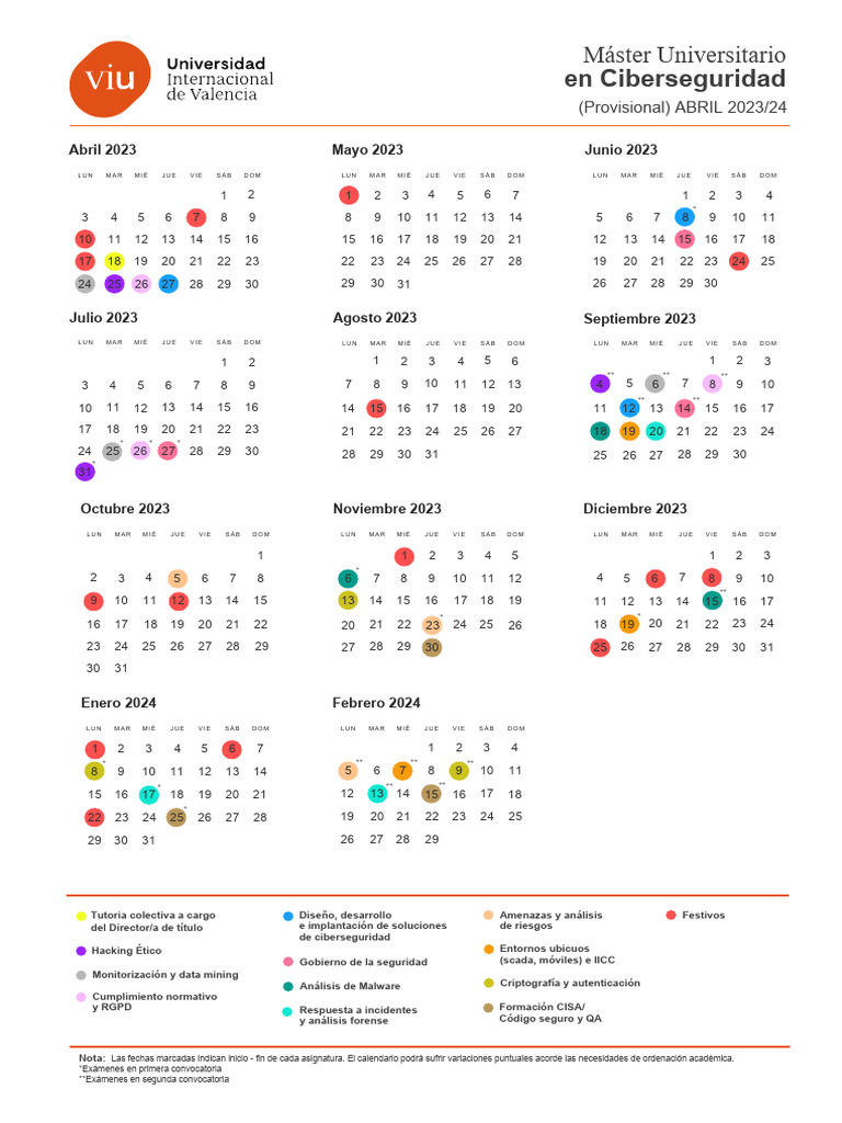 Calendario MU en Ciberseguridad - 2 | PDF | La seguridad informática ...