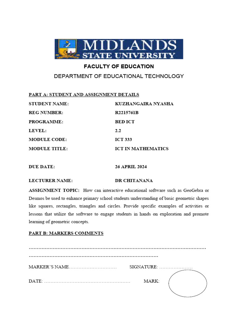 Nyasha Kuzh Ict 333 Mathematics in Ict | PDF | Educational Technology | Geometry