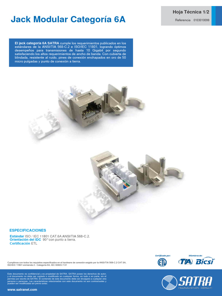Jack Modular Cat6A Compressed | PDF | Electricidad | Ingenieria Eléctrica