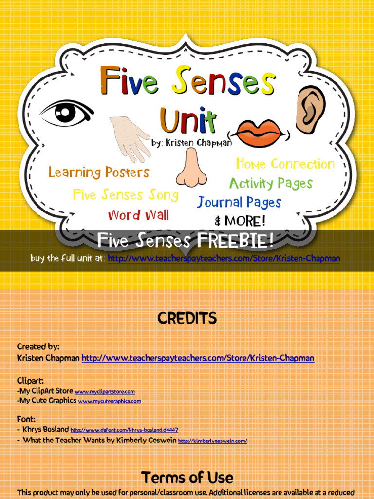 Five Senses Unit | PDF | Language Arts & Discipline | Wellness