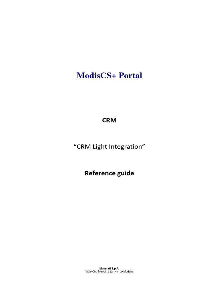 ModisCS+ - CRM Light Integration - EN - V3.0 | PDF | Comma Separated Values | Microsoft Excel