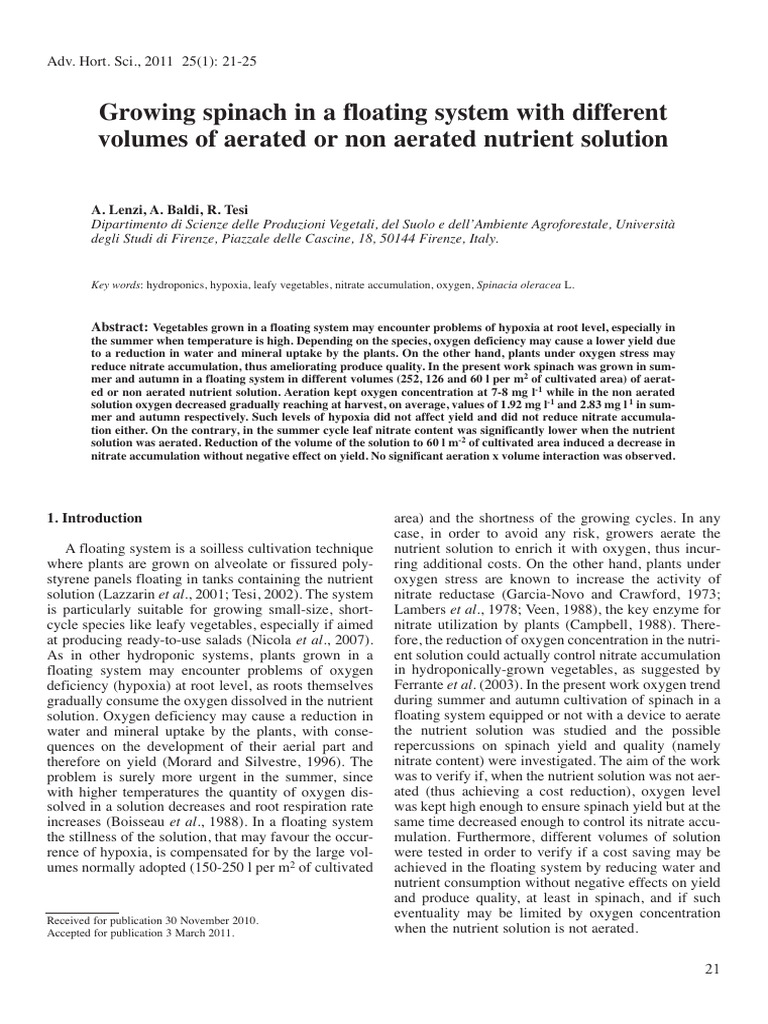 Spinach Growth in Floating Hydroponics | PDF | Hydroponics | Spinach