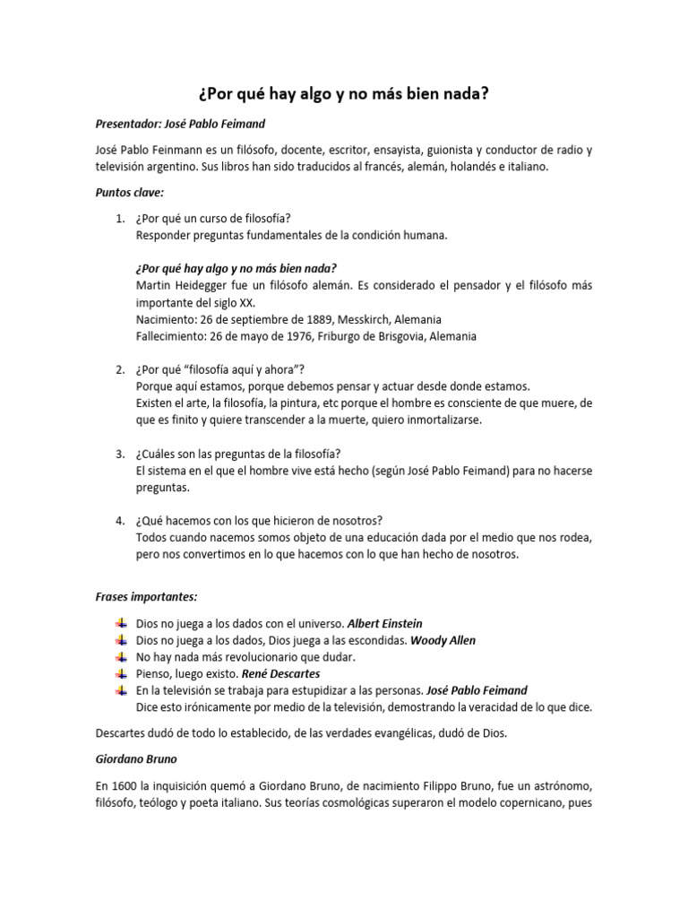 Filosofía - Por Qué Hay Algo y No Más Bien Nada | PDF