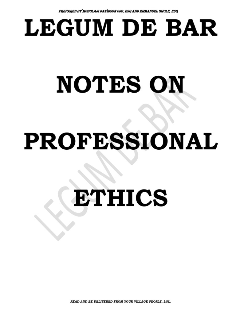 Legum Professional Ethics Note | PDF | Barrister | Public Law