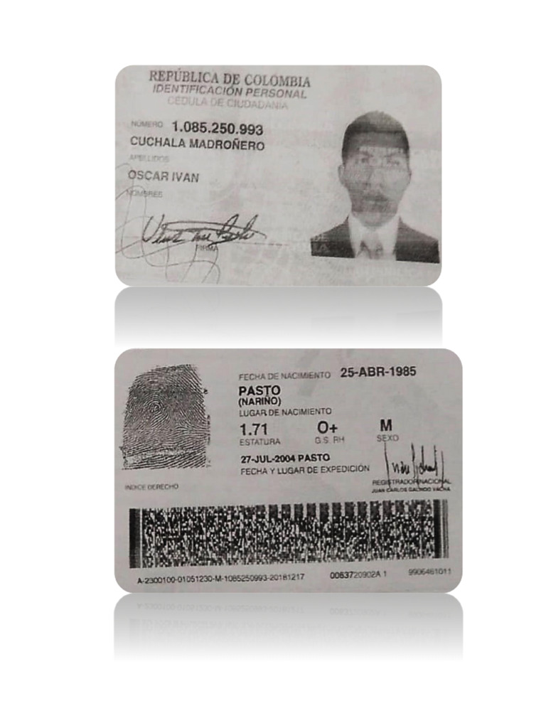 Cedula Cuchala Madroñero Oscar Ivan | PDF