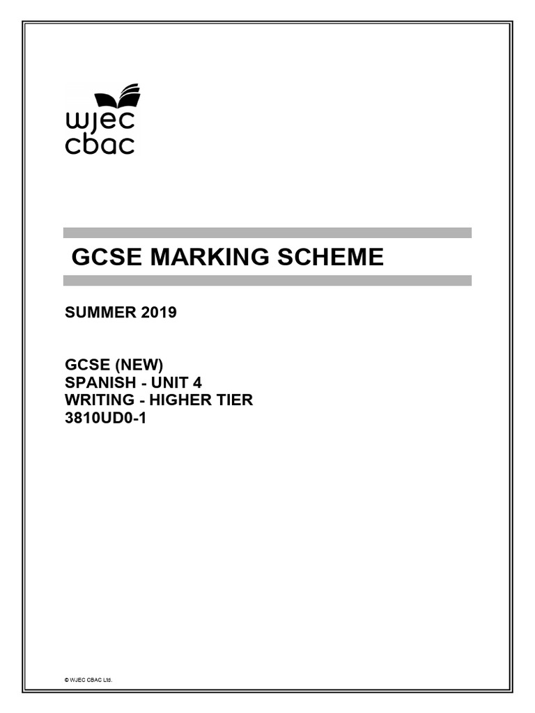 2019 GCSE Spanish Writing Mark Scheme | PDF | Accuracy And Precision ...
