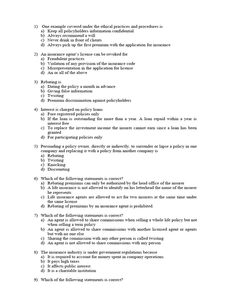 Iaap Mock Exam Part 5 (Part 3) | PDF | Insurance | Life Insurance