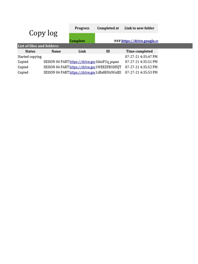 File Copy Log and Status Report | PDF